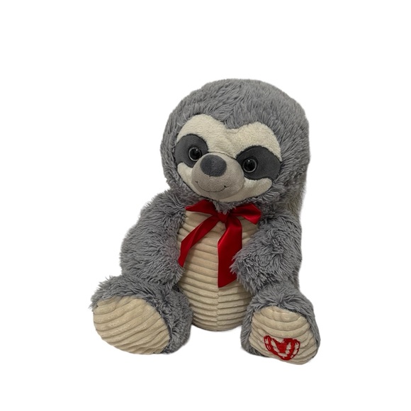 Kellytoy | Toys | Kellytoy Gray Sloth Plush Heart Foot Red Bow 4 ...